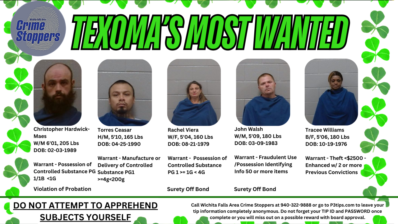 Texoma's Most Wanted | Wichita Falls Area Crime Stoppers